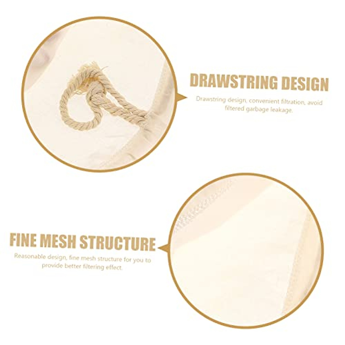 KICHOUSE Cotton Filter Bag Coffee Filter Bags Tea Filters Mesh Strainer Brew Bag Drink Making Filters Bags Cold Brew Filter Bags Food Strainer Fine Mesh Straining Bag Filter Pouch Wine Ring