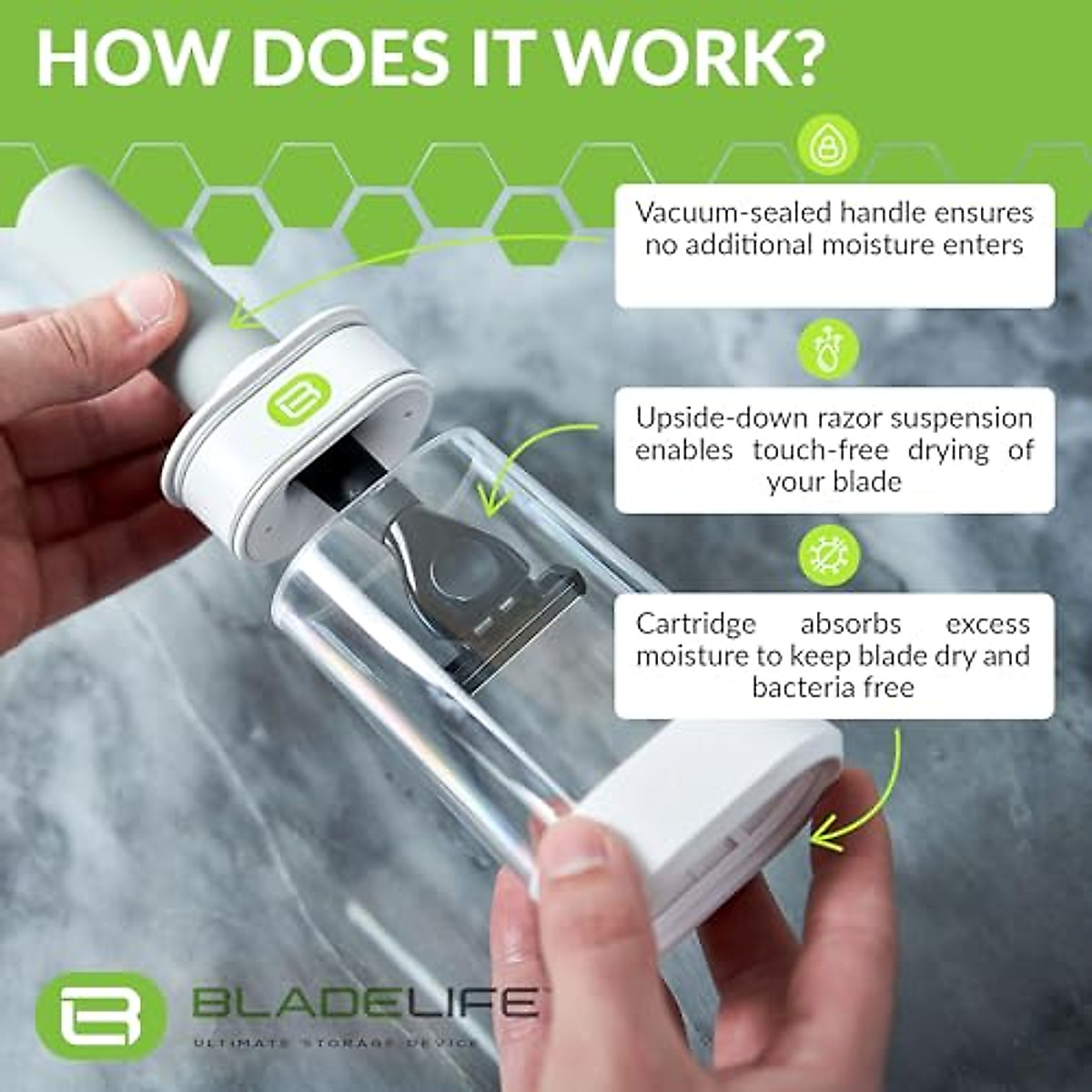 V1 for Men’s Razors Only: Razor Holder and Stand - Doubles the Life of your Blade - Deluxe Razor Case Keeps Blades Sharper for Longer
