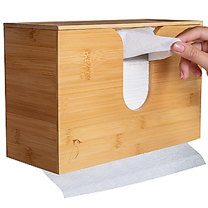 Paper Towel Dispenser Bamboo - Wall Mount & Countertop - Multifold, Trifold Hand Towel, Folded Paper & Napkin Holder - Eco-Friendly Bathroom Towel Dispenser Solution for Home & Office