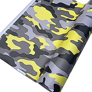 Camouflage Pattern Car Film Wrap,MoreChioce Self-Adhesive Car Protective Film Wrap Sticker PVC DIY Car Body Decorative Stickers for Auto Motorcycle Bike,Yellow,152cmx30cm