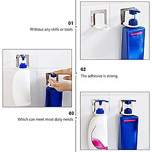 Angoily Shower Bracket Holder Type Shelf Free Toilet Bottle Shampoo Liquid Bathroom Rack Hook Hand Storage Home Kitchen Gel Seamless Punch for Suction Mounted Adhesive Self Wall