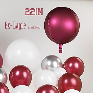 Maroon and silver Balloon Garland Arch Kit 118 Pcs Burgundy and White silver Rubber Balloons for Wedding Baby Shower graduation Birthday 2025 New Year Party Decoration