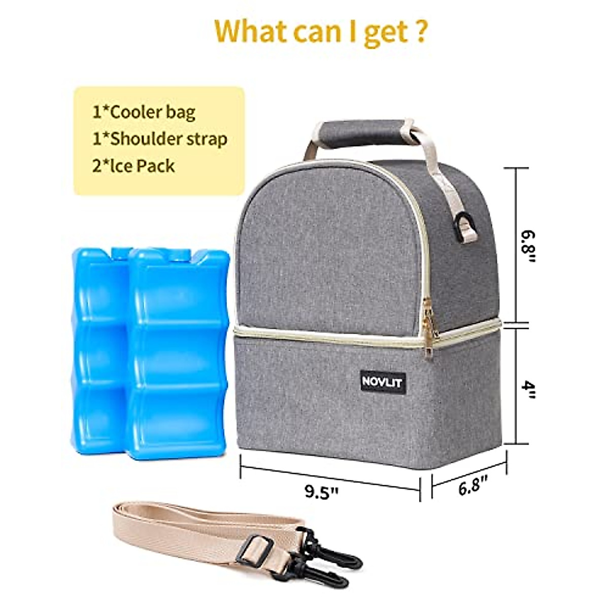 Breast Pump Bag with Ice Pack -Multi-Function Breastmilk Cooler Bag & Lunch Bag Fit As Baby Milk Bottles,Fruits,Coke for Travel-Black