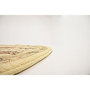 Unique Loom Voyage Collection Traditional Oriental Classic Intricate Design Area Rug, Round 6' 1" x 6' 1", Ivory/Tan
