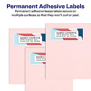 Avery Shipping Labels with Sure Feed and Easy Peel Technology, Glossy White Labels, 2" x 4", Permanent Adhesive, Laser/Inkjet, 100 Glossy Labels (6527)
