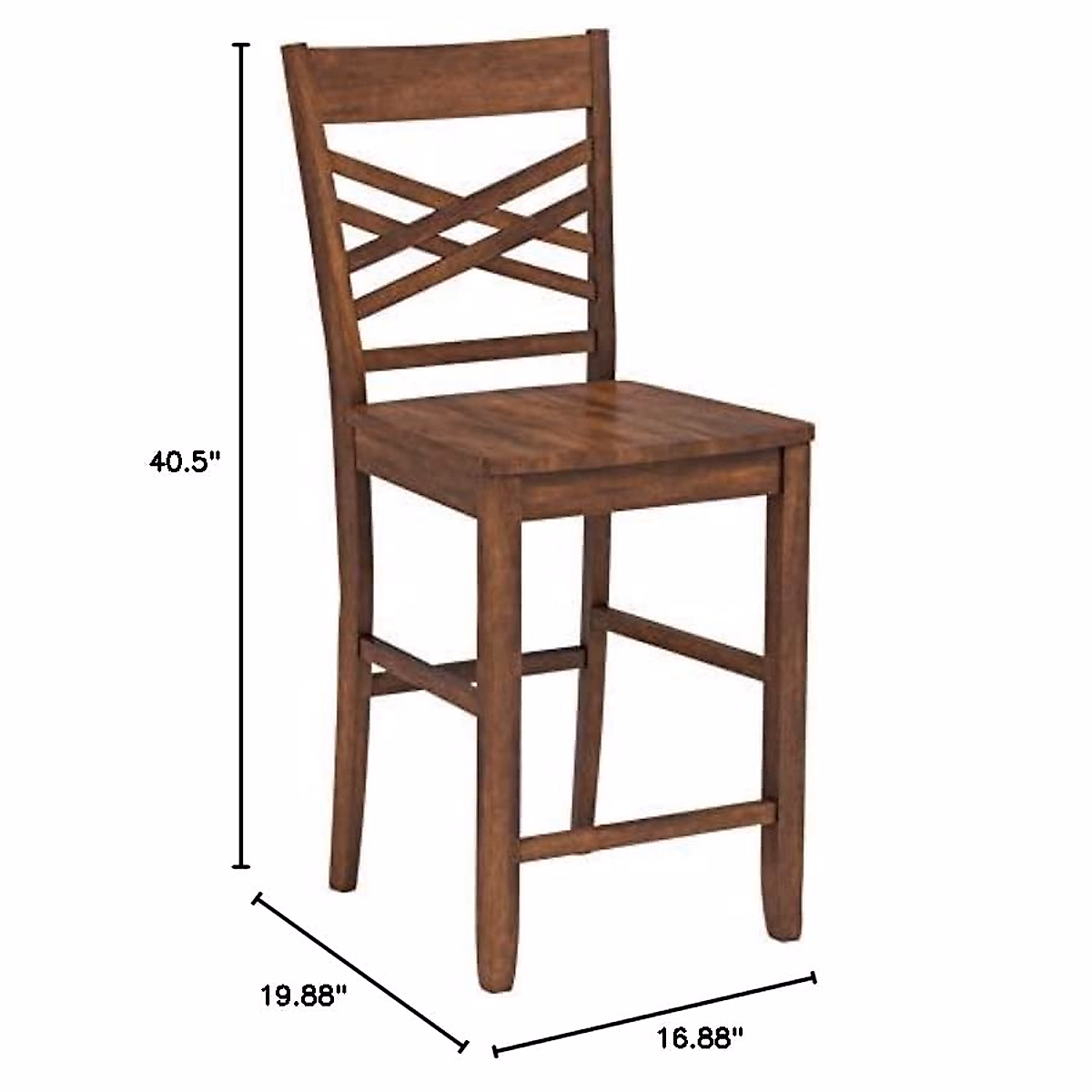Amazon Brand – Ravenna Home Luna Rustic Wood Counter Stool, 40.5"H, Walnut (Set of 2)