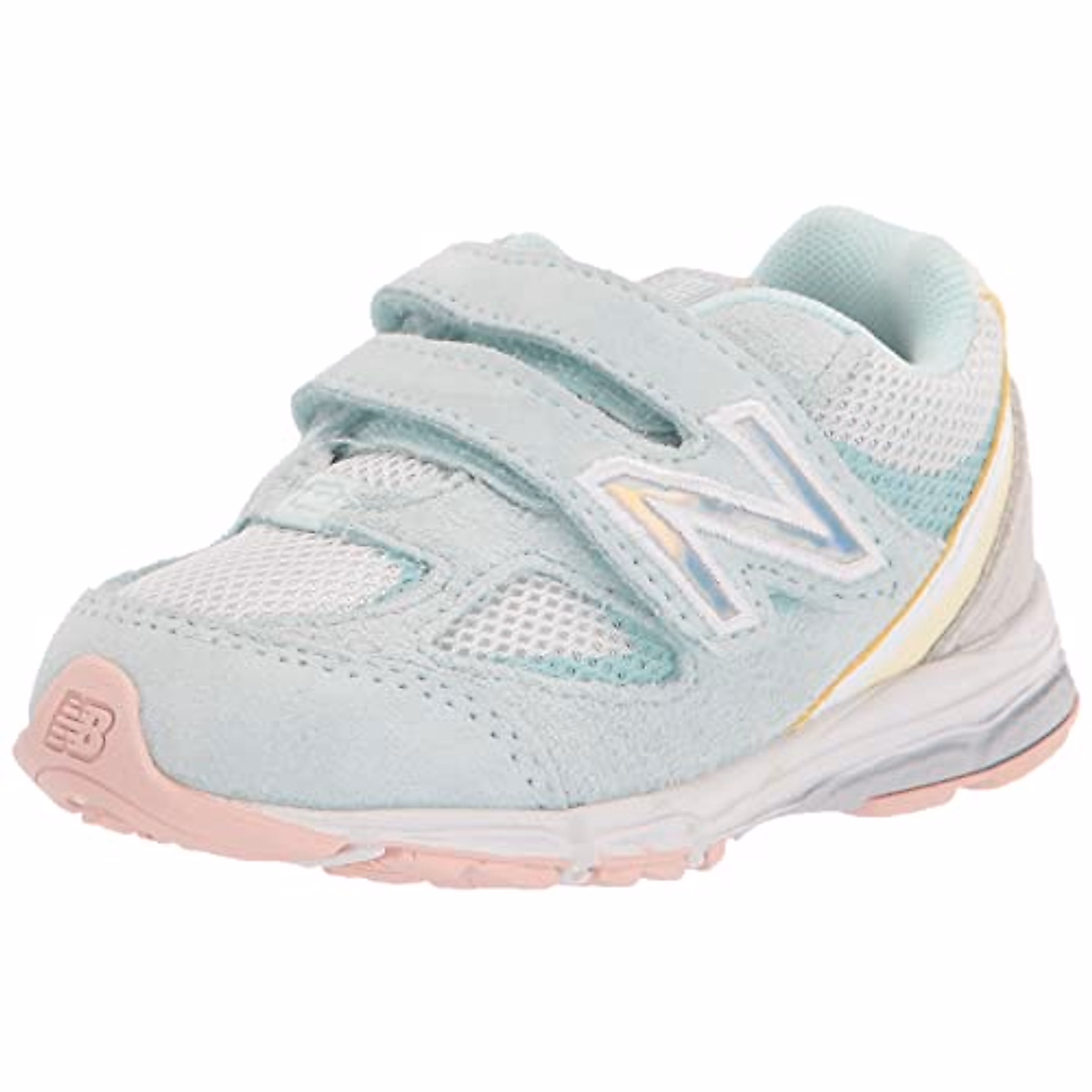 New Balance Kid's 888 V2 Hook and Loop Sneaker, Light Surf/Summer Fog/White, 7 Little Kid