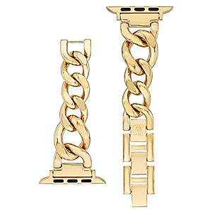 Anne Klein Fashion Chain Bracelet for Apple Watch, Secure, Adjustable, Apple Watch Replacement Band, Fits Most Wrists (38/40/41mm, Gold),WK-1016GPGP, Gold-Tone