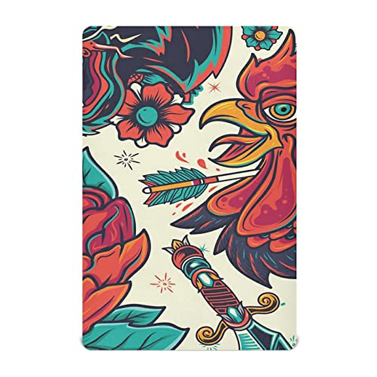 Colorful Tattoo Baby Crib Sheets Soft Toddler Bed Sheets Breathable Mattress Cover Crib Mattress Protector for Stroller Crib Mattress Infant Unisex Girl, 39*27*5in