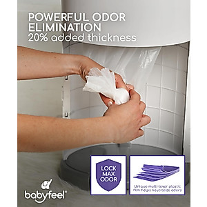 Babyfeel Refills Compatible with DEKOR MINI Diaper Pails | 4 Pack | Exclusive 20% Extra Thickness | Diaper Pail Refills with Powerful Odor Elimination | Powder Scent | Holds up to 1320 Diapers