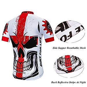 PSPORT Cycling Jerseys Men Breathable Skull Short Sleeve Biking Shirts Quick Dry