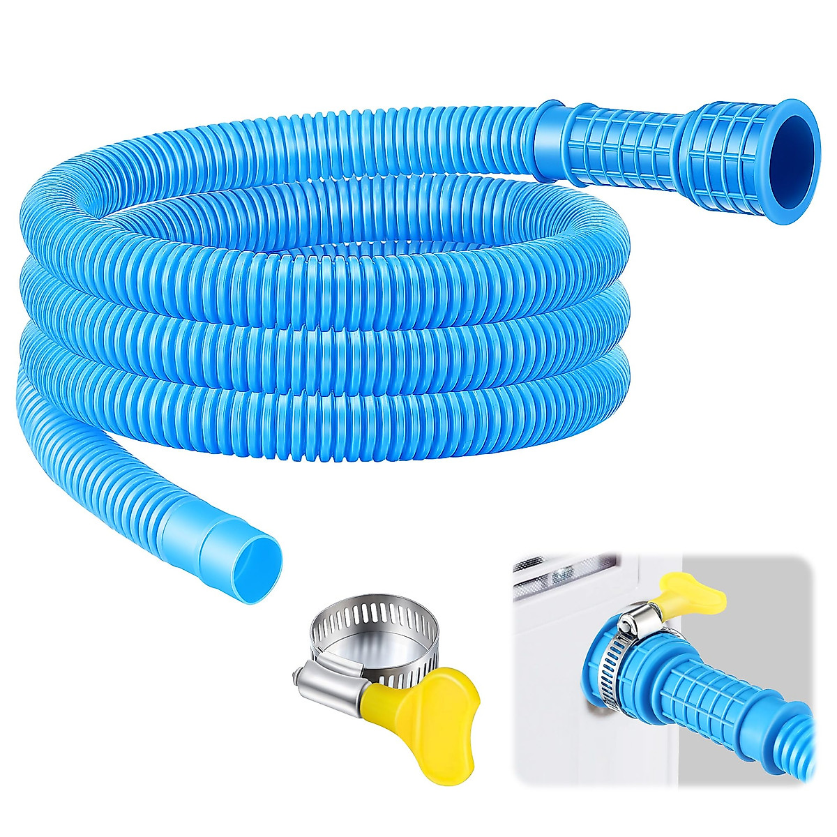 Saillong Patent Pending Dehumidifier Drain Hose, Flexible Universal Drain Hose with Cuttable Rubber Adapter and Connect Clamp, Hose Replacement for Dehumidifiers, Air Conditioners (6.5 Feet)