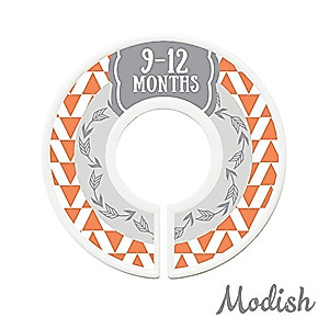 Modish Labels Baby Clothes Size Dividers, Baby Closet Organizers, Size Dividers, Baby Closet Organizers, Closet Dividers, Clothes Organizer, Boy, Woodland, Arrows, Tribal, Orange, Grey, Gray (Baby)