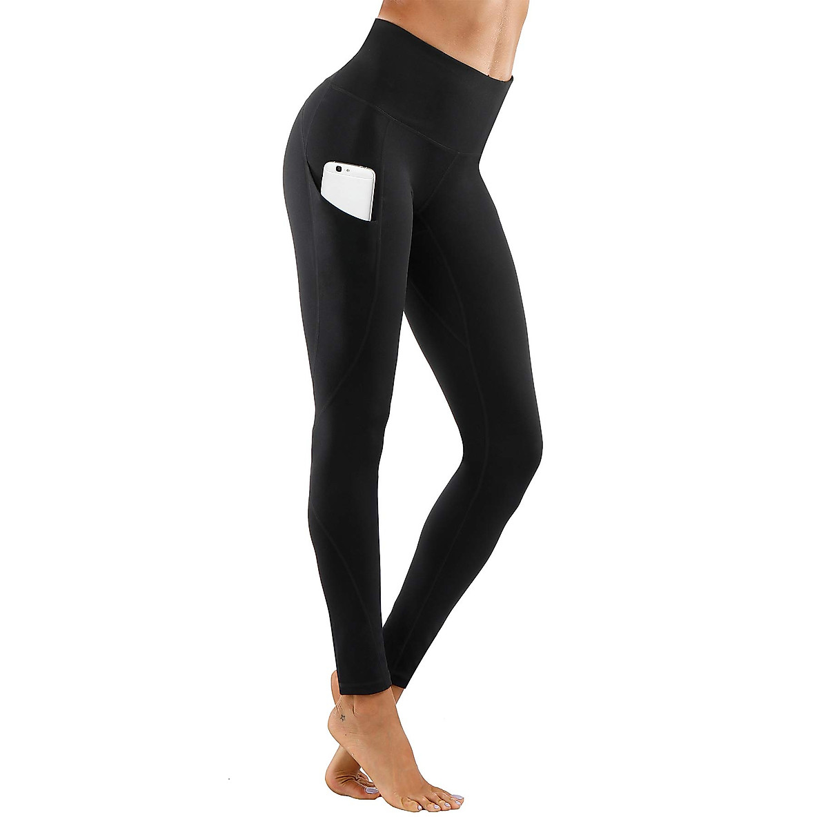 Lingswallow High Waist Yoga Pants - Yoga Pants with Pockets Tummy Control, 4 Ways Stretch Workout Running Yoga Leggings (Black, X-Large)