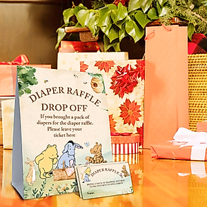 Winnie Baby Shower Decorations-Pooh Baby Shower Games-Baby Shwoer Party Decor-Baby Shower Table Sign Centerpieces-Baby Shower Games Pooh Birthday Supplies Party Decorations-Diaper Raffle cards