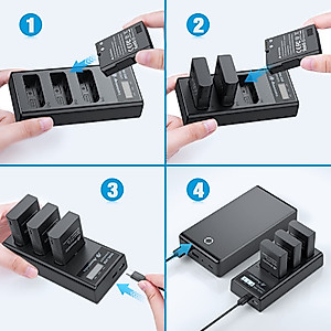 Powerextra 3 x EN-EL14 EN-EL14a Battery & LCD Triple Charger Compatible with Nikon D5600 D5500 D5300 D5200 D5100 D3500 D3400 D3300 D3200 D3100 Df Coolpix P7800 P7700 P7200 P7100 P7000