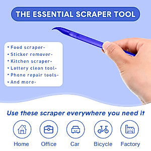 9 Pieces Plastic Scraper Tool Scratch Free Plastic Scraper Cleaning Pen-Shaped Scraper Tool Stiff Multipurpose Label Scraper for Tight Spaces, Kitchen, Crevices, Food, Paint (Blue)