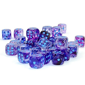 Chessex Nebula 12mm d6 Nocturnal/Blue w/Luminary Dice Block (36 dice)