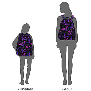 MNSRUU Student School Bag Purple Bat Gothic Backpack for Girls Boys College Bookbag Laptop Rucksack Travel Backpack for Adult Teen Casual Daypack