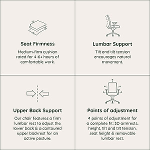 Branch Daily Chair - Computer Office Chair with Swivel, Lumbar Rest, and Adjustable Armrests - Sustainable, Stylish Mesh, & Adjustable Armrests - Comfortable Seating for Improved Posture - Slate