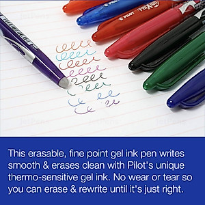 Pilot frixion erasable pens 0.5mm Gel Ink Ballpoint Pens Fine Point Black, Red, Blue ink Pack of 3 with DAVINCIPEN Acrylic Pen Holder