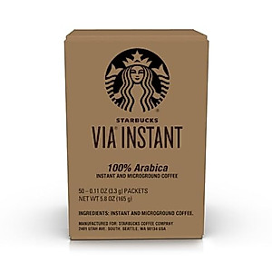 Starbucks VIA Instant Coffee—Dark Roast Coffee—Italian Roast—100% Arabica—1 box (50 packets)