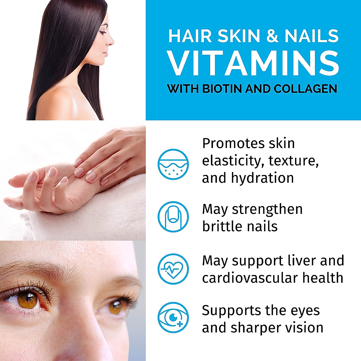 Liquid Collagen Peptides for Women - Serum Complex with Biotin Vitamin, Hydrolyzed Keratin Protein and Saw Palmetto - Comprehensive Formula for Hair, Skin, and Nails Wellness - 2fl oz (Pack of 2)