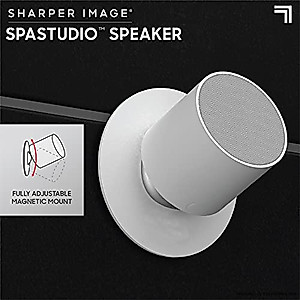 Sharper Image Spastudio Shower Speaker Waterproof + Bluetooth, Magnetic Mount, IPX7 Waterproofing with Premium Sound Quality, USB-C Rechargeable Battery, Compatible with SpaStudio Shower Caddy Line