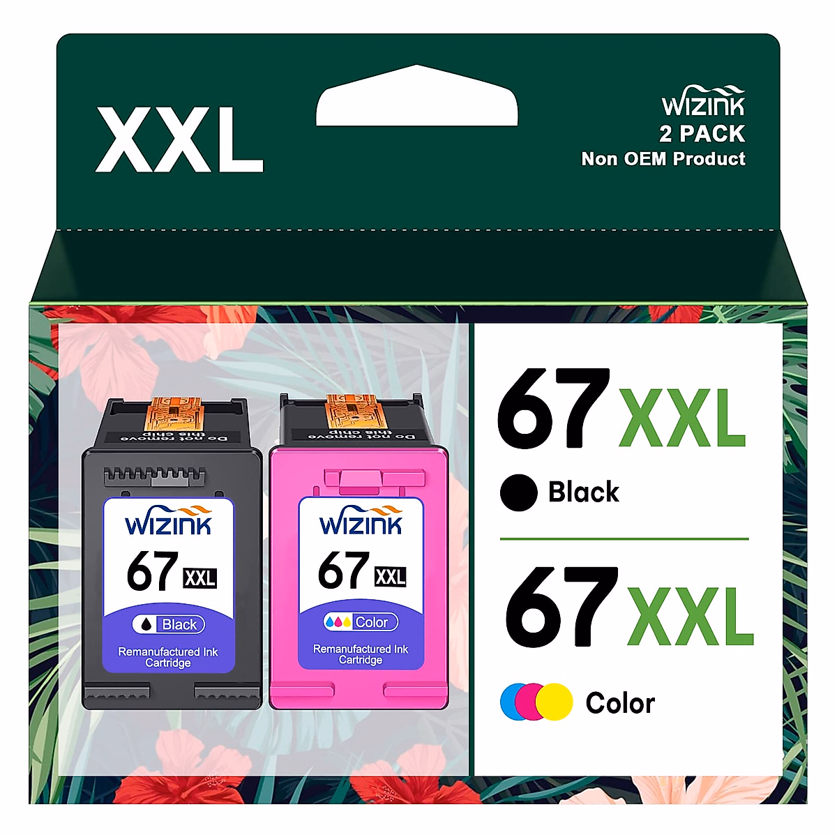 67 XXL Ink cartridges Black/Color Combo for hp 67xl 67 XL Black/Color Combo Pack Ink XXL for Printer Envy 6055 6400 6000 6055e 6052 Pro 6455 6458 Deskjet 2755e 2755 2700 2752 Deskjet Plus 4155 4155e