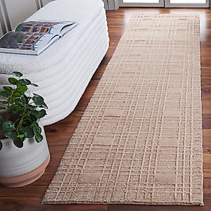 SAFAVIEH Tibetan Collection 2'6" x 12' Sand TB120A Hand-Knotted Modern Premium Wool Runner Rug