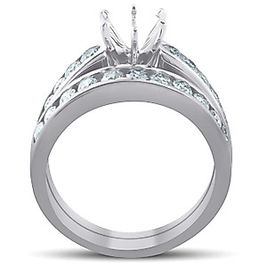 P3 POMPEII3 1ct Diamond Engagement Matching Wedding Ring Setting 14K White Gold - Size 9.5