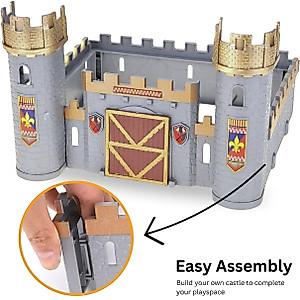 Liberty Imports Medieval Castle Kingdom Knights Action Figure Toy Army Playset with Castle, Figurines, Catapult, and Acessories Kids Playset in Storage Bucket