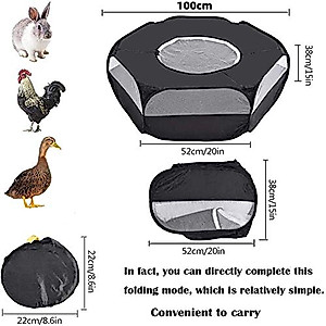 LISINAN Small Animals Playpen, Breathable & Waterproof Pet Playpen Cage Tent with Zippered Cover Outdoor/Indoor Portable Fence Tent for Puppy/Kitten/Rabbits/Hamster/Chinchillas/Guinea Pig (Black)