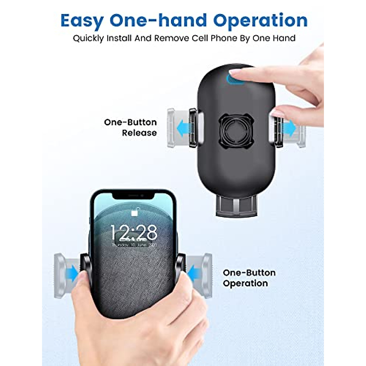 eSamcore Vent Car Phone Holder, 3-Point Support Car Phone Mount with Extended Clamp Cradles Stable Cell Phone Holder for Car Truck Vehicle Air Vent on Dashboard for iPhone Samsung Galaxy Note