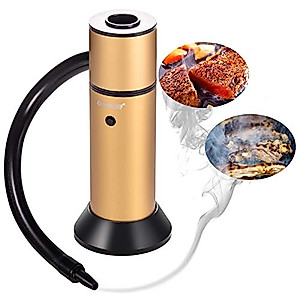 TMKEFFC Portable Smoking Gun, Food Cocktail Smoke Infuser Handheld Drink Smoker Kit for Meat Salmon Sausage Kitchen Indoor Outdoor, Wood Chips Included, Yellow
