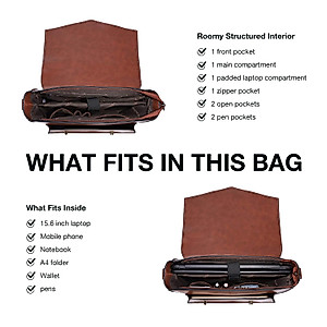 ECOSUSI Backpack for Women Briefcase Messenger Laptop Bag Vegan Leather Satchel Work Bags Fits 15.6 inch Laptops, Coffee