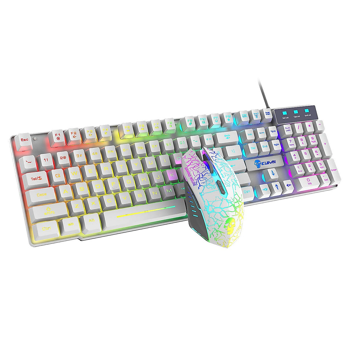 Gaming Keyboard, USB Wired Mechanical Feeling Keyboard with RGB Backlit Gaming Keyboard Waterproof 104Keys for PC Computer Gamer Overwatch Dota for Desktop, Computer, PC
