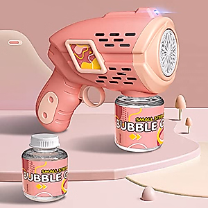 2 Sets Bubble Machine Gun, Bubble Gun with Lights/Bubble Solution, Bubbles Machine for Kids Toddlers, Summer Toy Gift for Outdoor Indoor Birthday Wedding Party - Pink Bubble Makers
