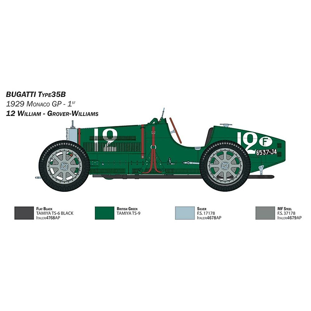 Italeri IT4710 4710 Bugatti Type 35B, 1/12 Scale, Plastic Kit, Modeling