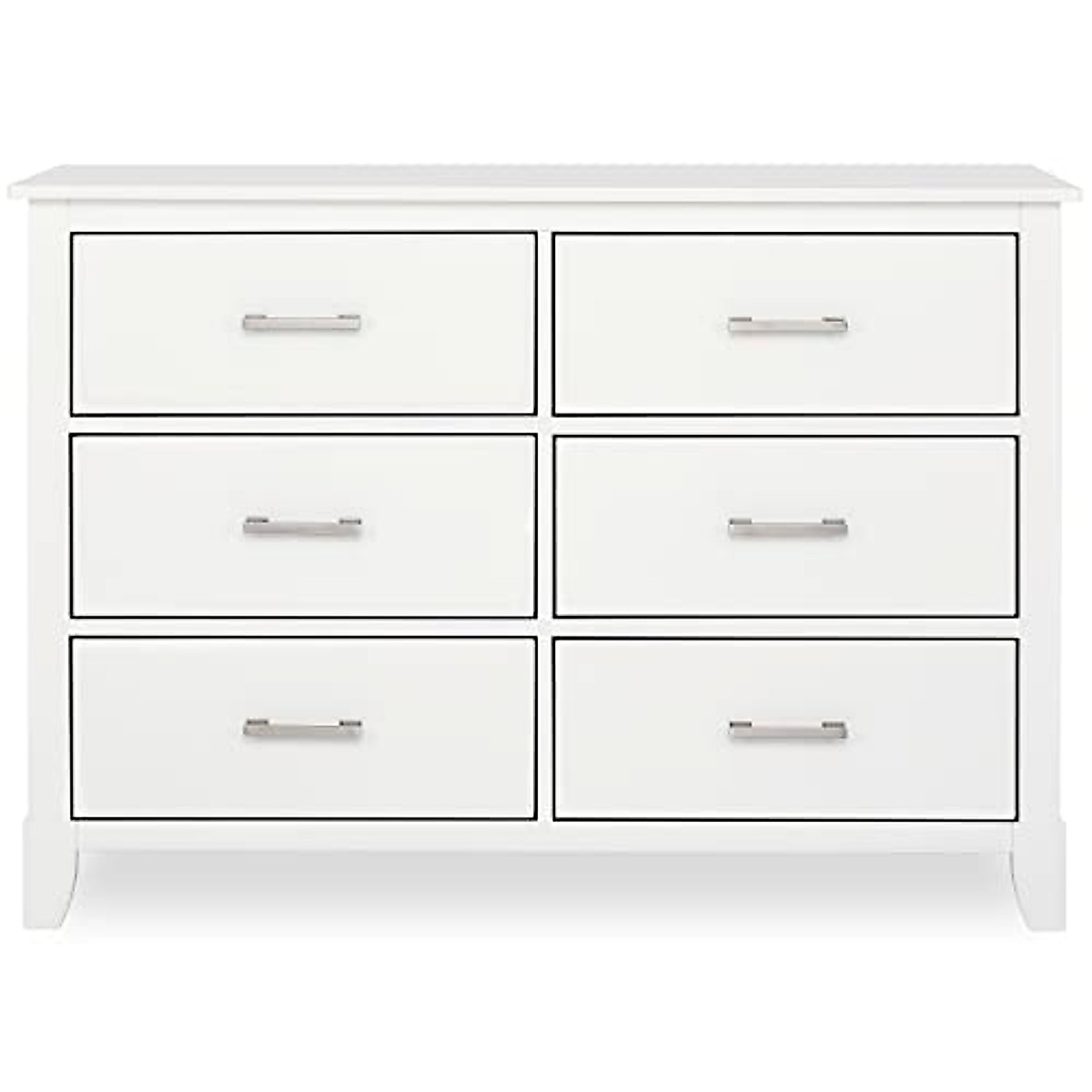 Dream On Me Universal Double Dresser in White, Kids Bedroom Dresser, Six Drawers Dresser, Mid-Century Modern, Made of Solid, Sustainable Pinewood, Easy Assembly