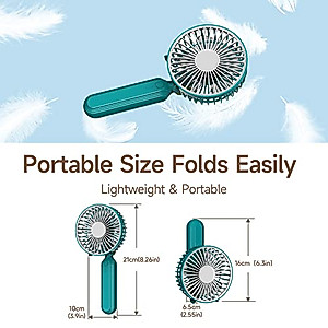 WIXAS Handheld Fan, Mini Portable Foldable Fan, Pocket Battery Rechargeable Hand Fan, for Travelling and Eyelash Fan 2000Ah(Cyan)