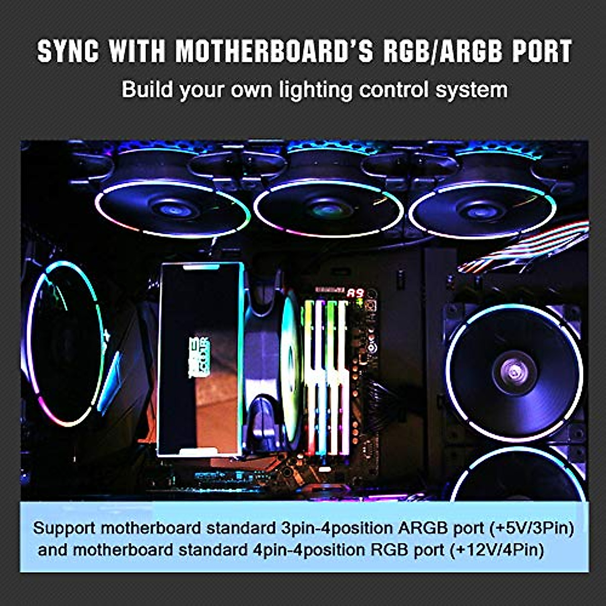PCCOOLER 120mm Case Fan 5 Pack PC Computer Fans RGB PC Case Fans with Wireless Controller Dual Light Loop LED Computer Fan High Performance PWM Cooling Fan for PC Case