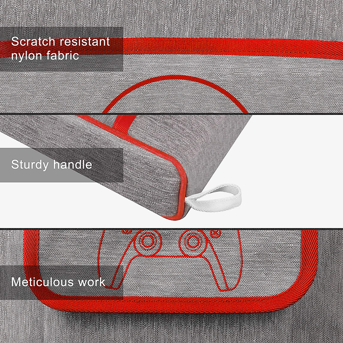 Eyglo Anti-Dust Cover for PS5 Sony PlayStation 5 Console Protective Cover Case -Anti Scratch and Waterproof, Support for PS5/Controllers/12 Game Discs (Red)