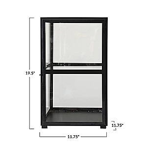 Creative Co-Op Metal & Glass Display 1 Shelf, Black Cabinet