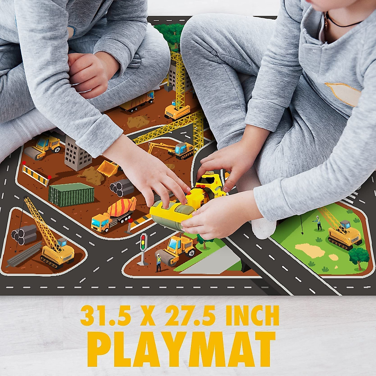 14-in-1 Take Apart Construction Toys 155pcs DIY Engineering Playset, 2 Electric Drills, Play Mat and Road Signs, Push & Go STEM Learning Bundle w/Lights, Sounds for Early Education, Boys and Girls 4+