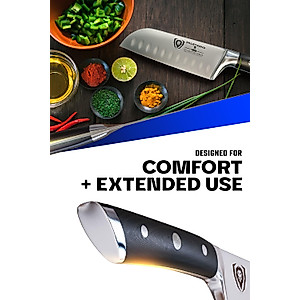 Dalstrong Santoku Knife - 5 inch - Gladiator Series Elite - Forged German High Carbon Steel - Black G10 Handle Kitchen Knife - Asian Vegetable Cooking Knife - Sheath Included - NSF Certified