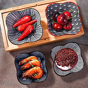 Whitenesser Dipping Bowls Set of 4, Japanese Porcelain Soy Sauce Dish Bowl Seasoning Dishes Soy Dipping Sauce Dishes (HX)
