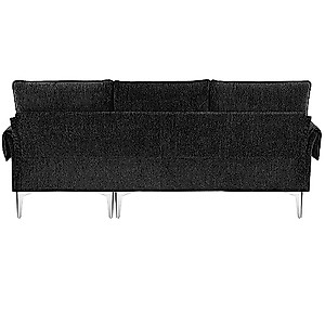 FANYE 84" L-Shaped Upholstered Corner Sectional Sofa 3 Seaters Sofa & Couch,Modern Chenille Upholstery Metal Legs Couch with Reversible Chaise and 2 Pillows for Home Apartment Office Living Room