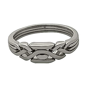 OFLIUM Fall Apart design 4 Band Handmade Puzzle Ring 925 Sterling Silver Interlocking Knott Ring Women Men Unique ring Gift for him, gift for her gift for dad all size (7)
