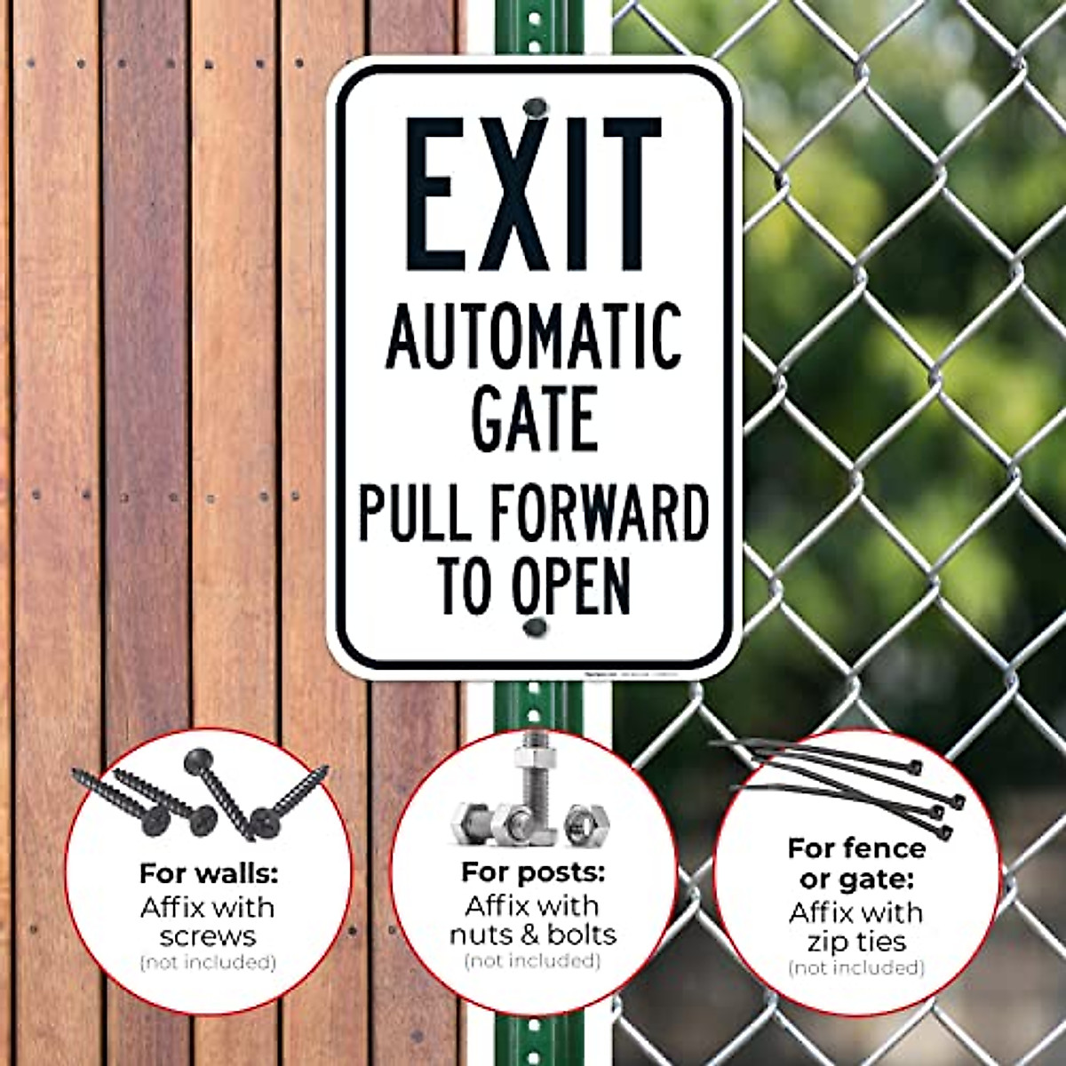 Exit Automatic Gate Pull Forward To Open Sign, 12x18 Inches, Rust Free .063 Aluminum, Fade Resistant, Made in USA by Sigo Signs
